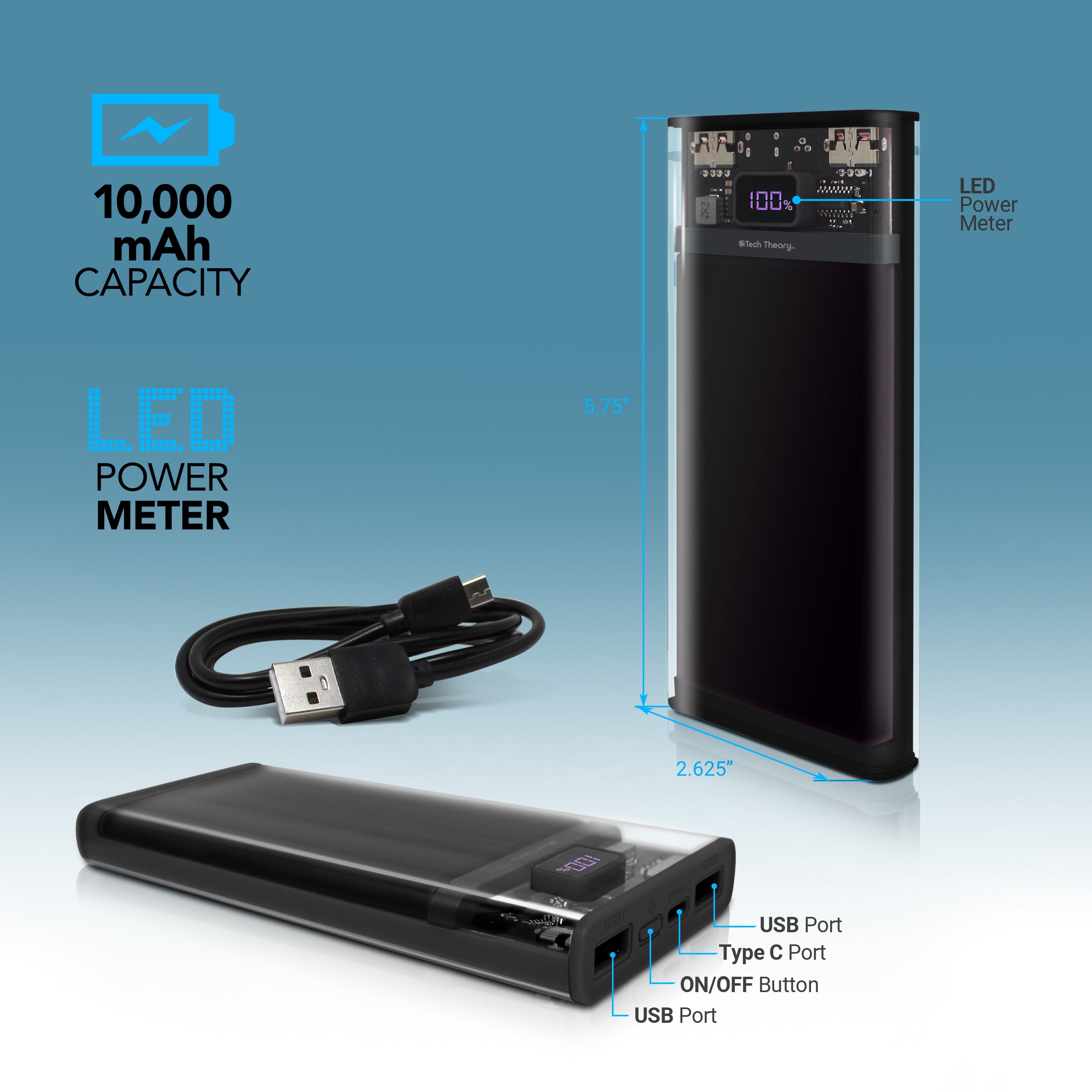 PowerBoost Crystal Clear 10,000mAh Dual USB Portable Battery – Aduro ...